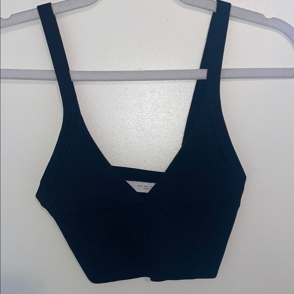Zara | Tops | Zara Black Ribbed Crop Top S | Poshmark